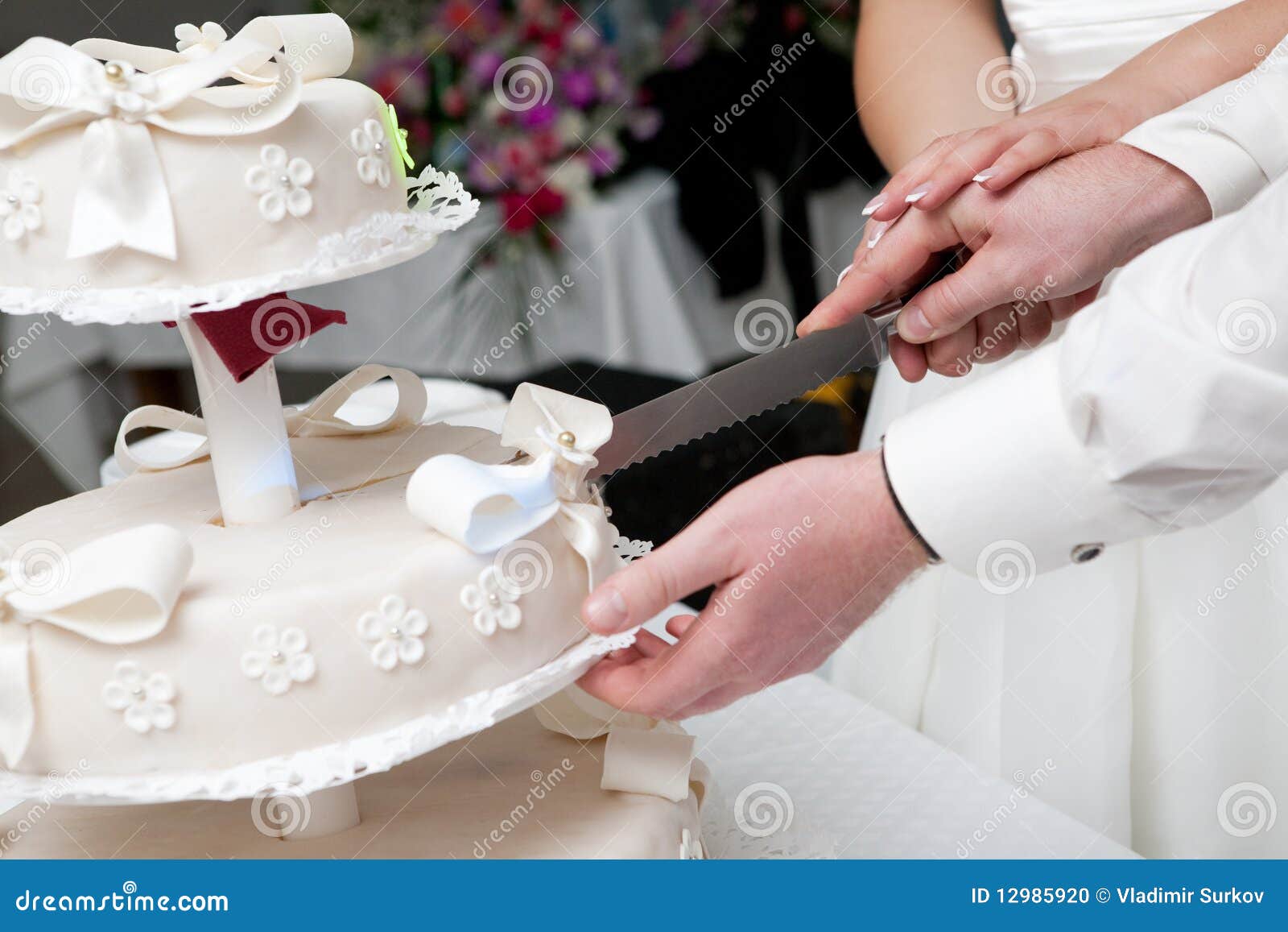 Cut of a Slice of a Wedding Cake Stock Photo - Image of bride, sweet ...