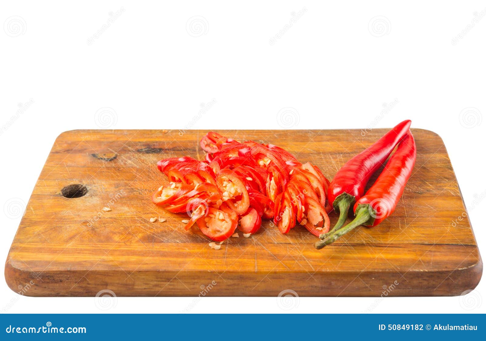 Cut Slices of Red Chili on Cutting Board V Stock Photo - Image of ...