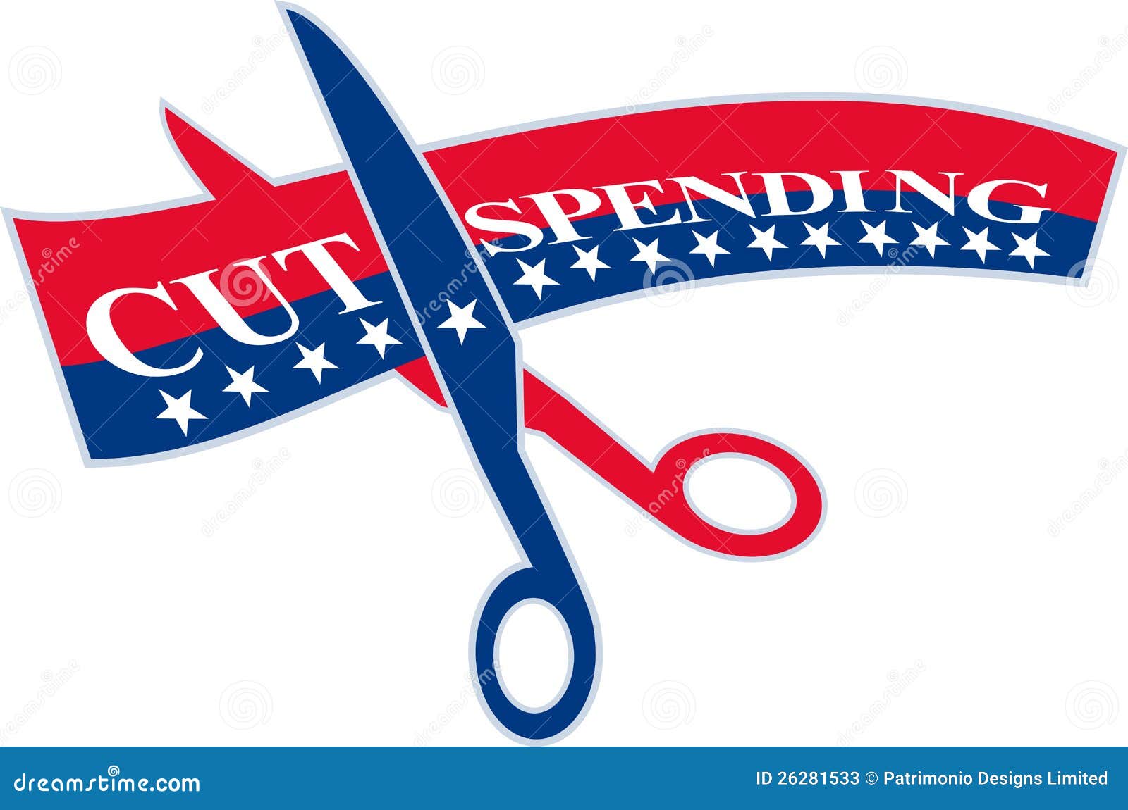 Cut Spending Scissors Cutting Bill Stock Vector - Illustration of ...