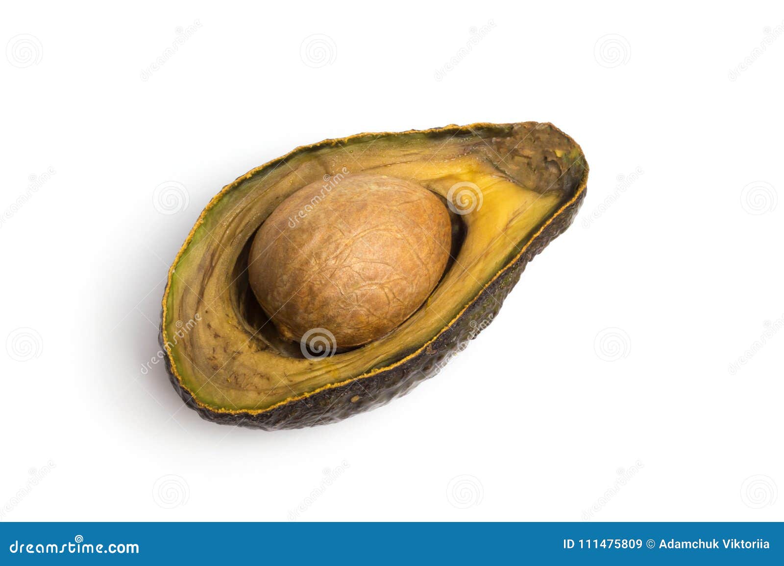 Cut Spoiled Avocado. Isolated on White Bachground Stock Image - Image ...