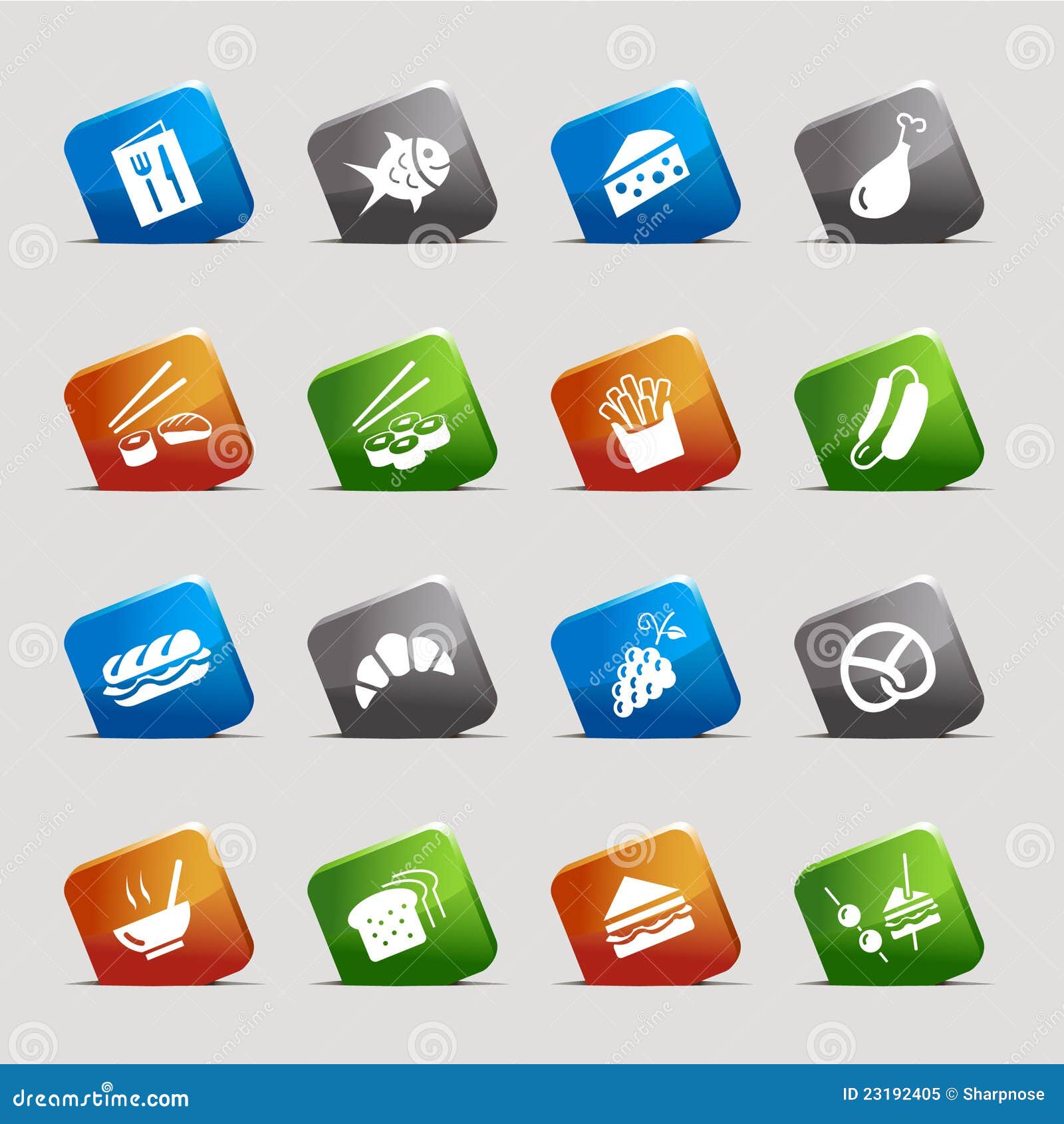 Cut Squares - Food Icons stock vector. Illustration of barbecue - 23192405