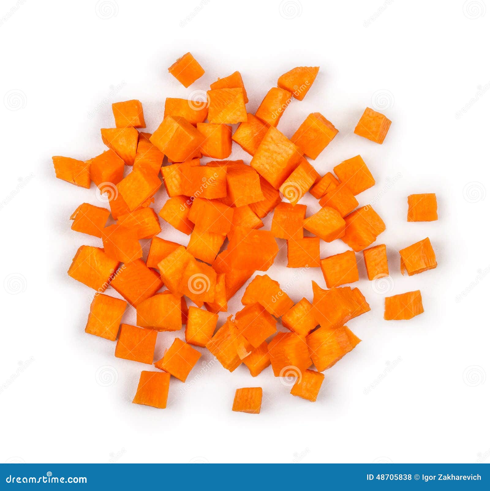 Cut into Squares Pieces of Carrot on a White Background Stock Photo ...
