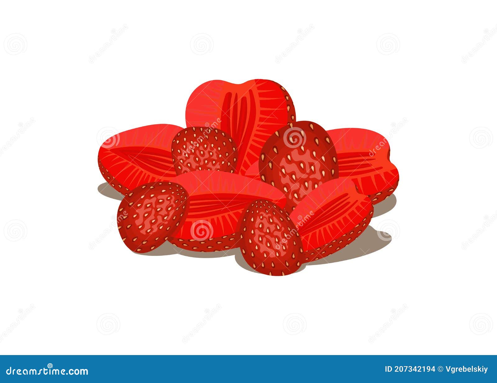 Cut strawberries stock vector. Illustration of fruit - 207342194