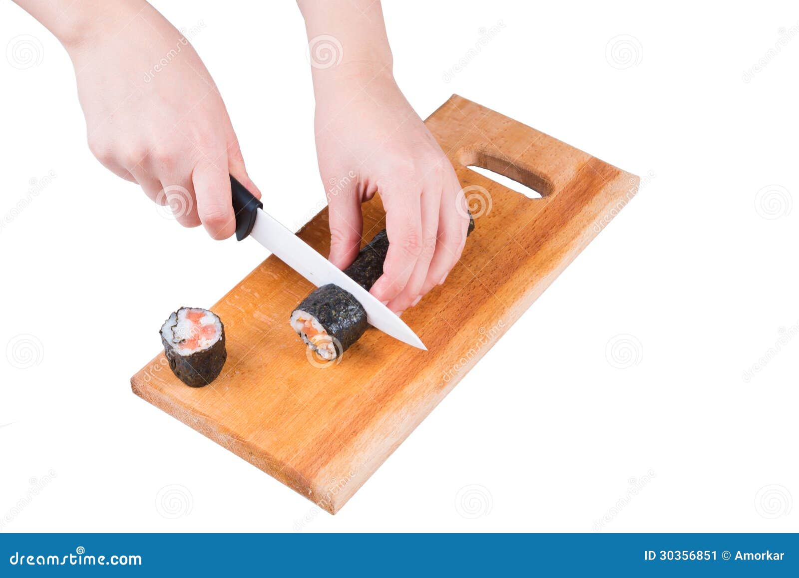 Cut sushi roll stock image. Image of preparation, cutting - 30356851