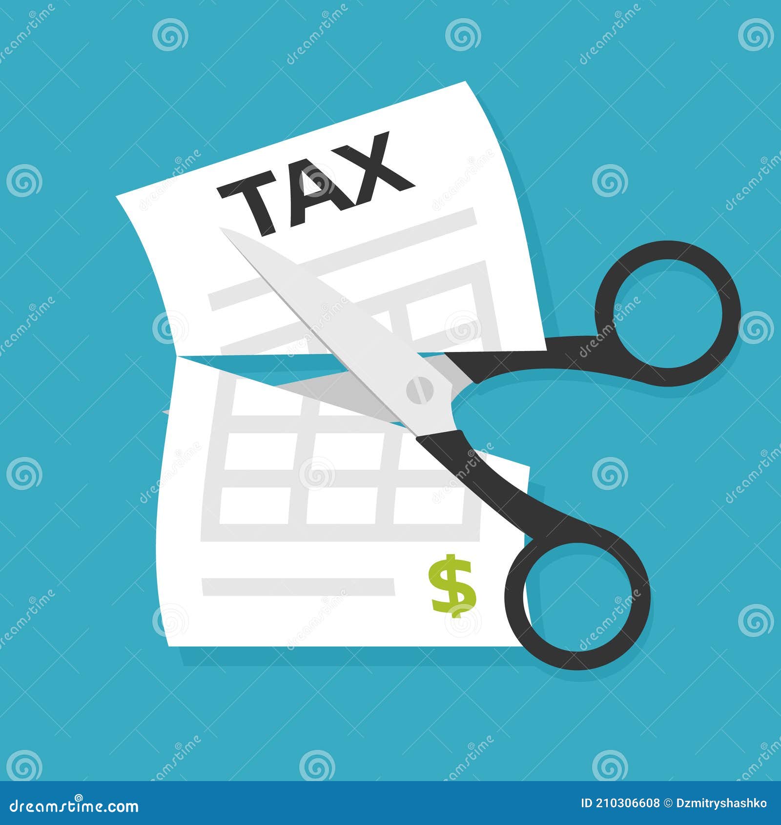 Cut tax illustration. stock vector. Illustration of finance - 210306608