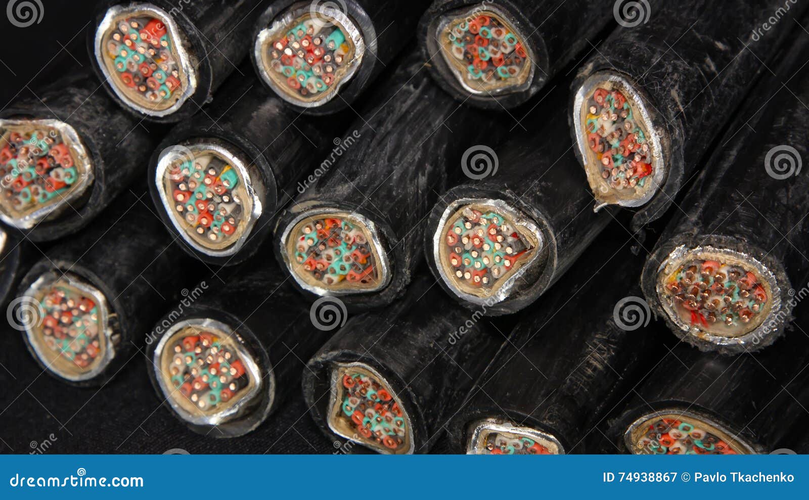 Cut Telephone Copper Cables Stock Image - Image of closeup, detail ...