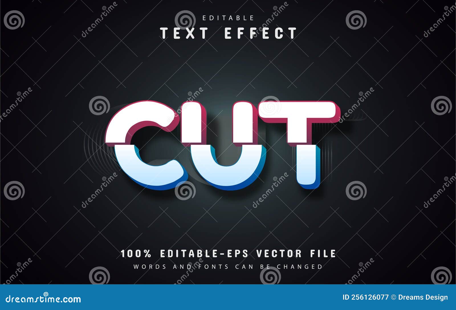 Cut text effect editable stock vector. Illustration of text - 256126077