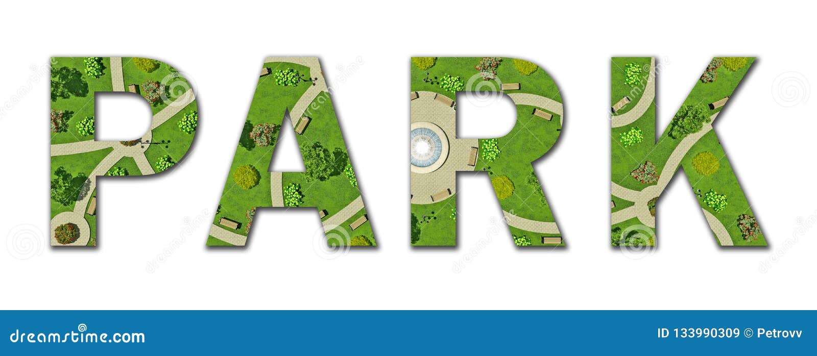 Cut Text Park with Park Inside Stock Illustration - Illustration of ...