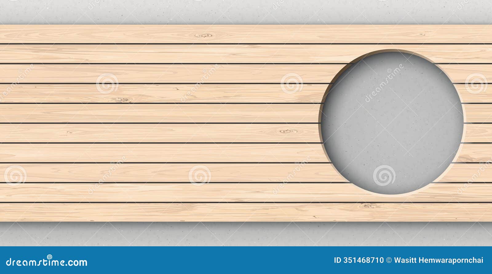 Cut Timber Panels Whitewashed Texture With Circle Hole Have Cement ...