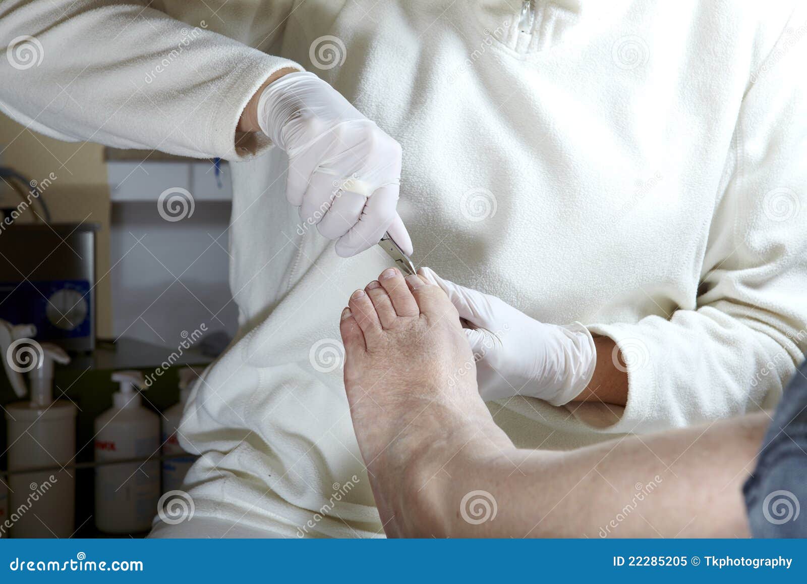 Cut the toenails stock image. Image of glove, foot, humen - 22285205