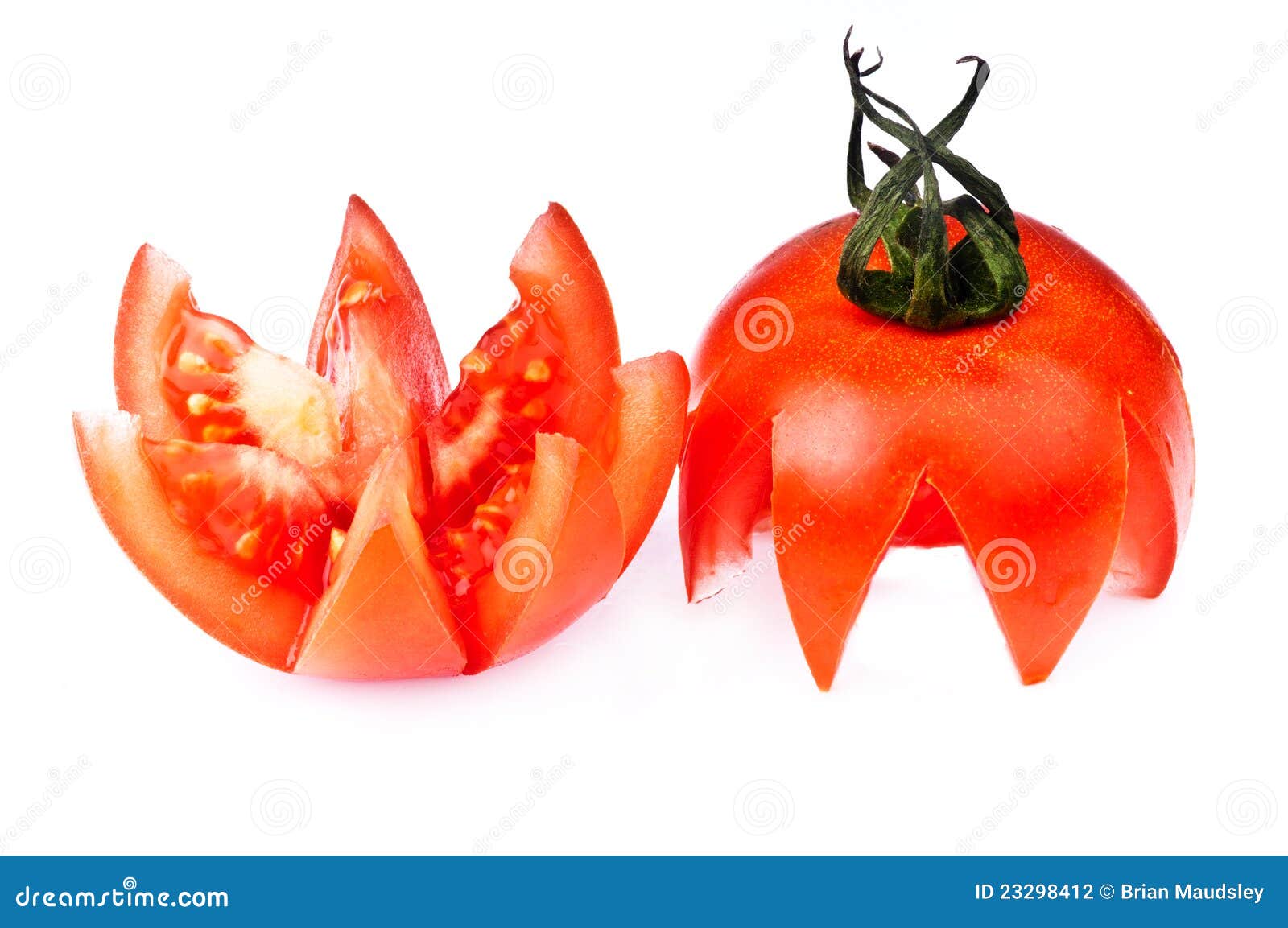 Cut tomato on white. stock photo. Image of fresh, freshness - 23298412