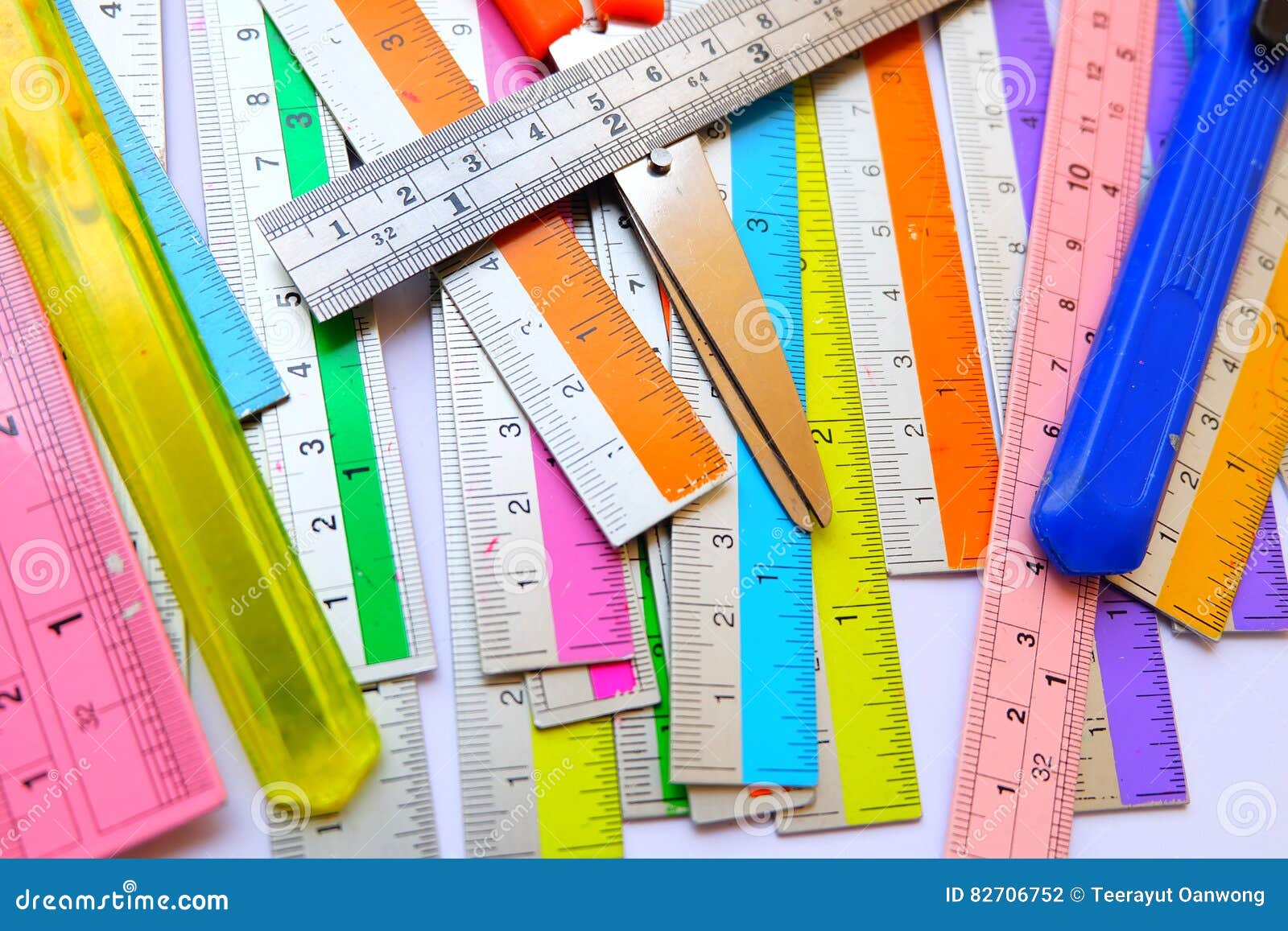 Cut tool and many ruler stock photo. Image of tool, pink - 82706752
