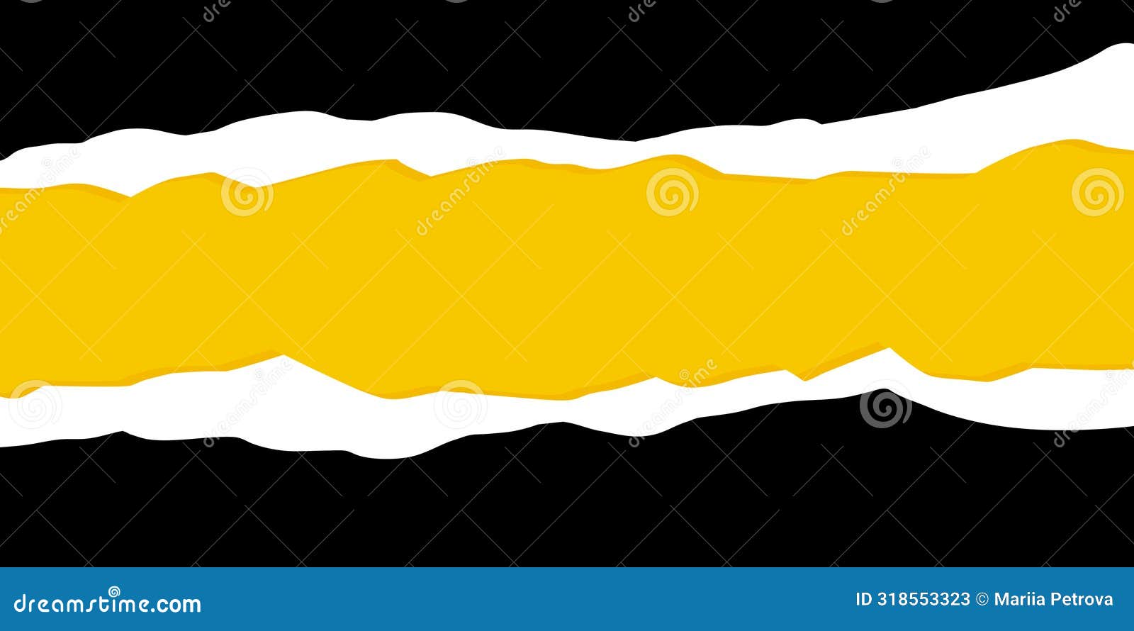 Cut and Torn Paper Banner with Empty Space for Text. Black and Yellow ...
