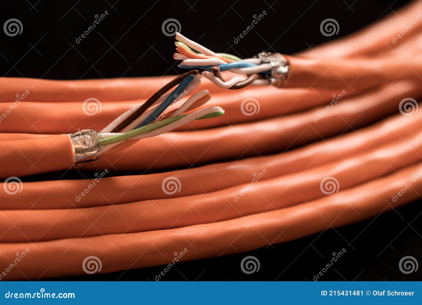 Cut-up Data Wire in a Row of Eight Network Cables Stock Image - Image ...