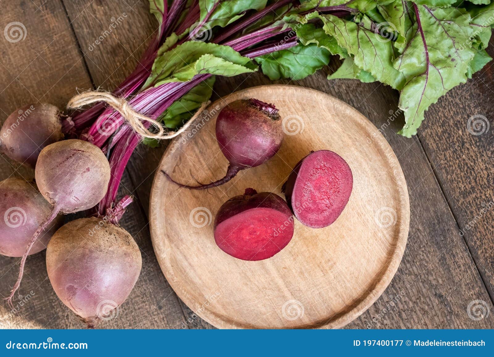 Cut Up Red Beets with Leaves on a Table Stock Image - Image of ...