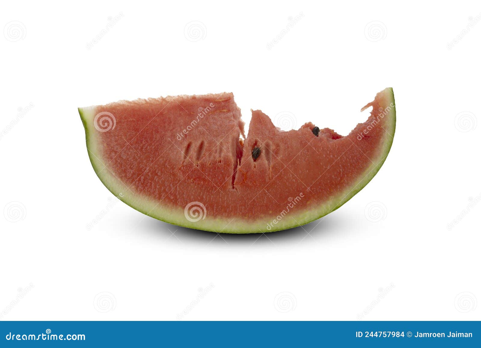 Cut Watermelon with Bite Marks Isolated on White Background Stock Photo ...