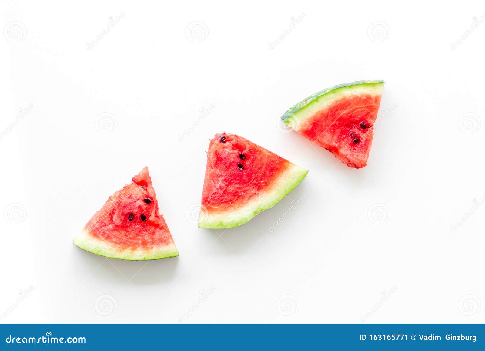 Cut Watermelon for Break with Fruit on White Background Top View Stock ...