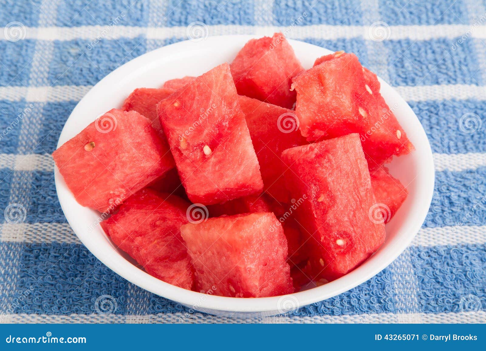 Cut Watermelon Chunks in White Bowl Stock Image - Image of nature ...