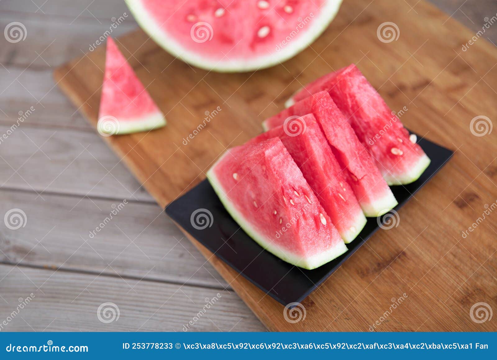 Cut Watermelon on Cutting Board Stock Image - Image of pieces, health ...