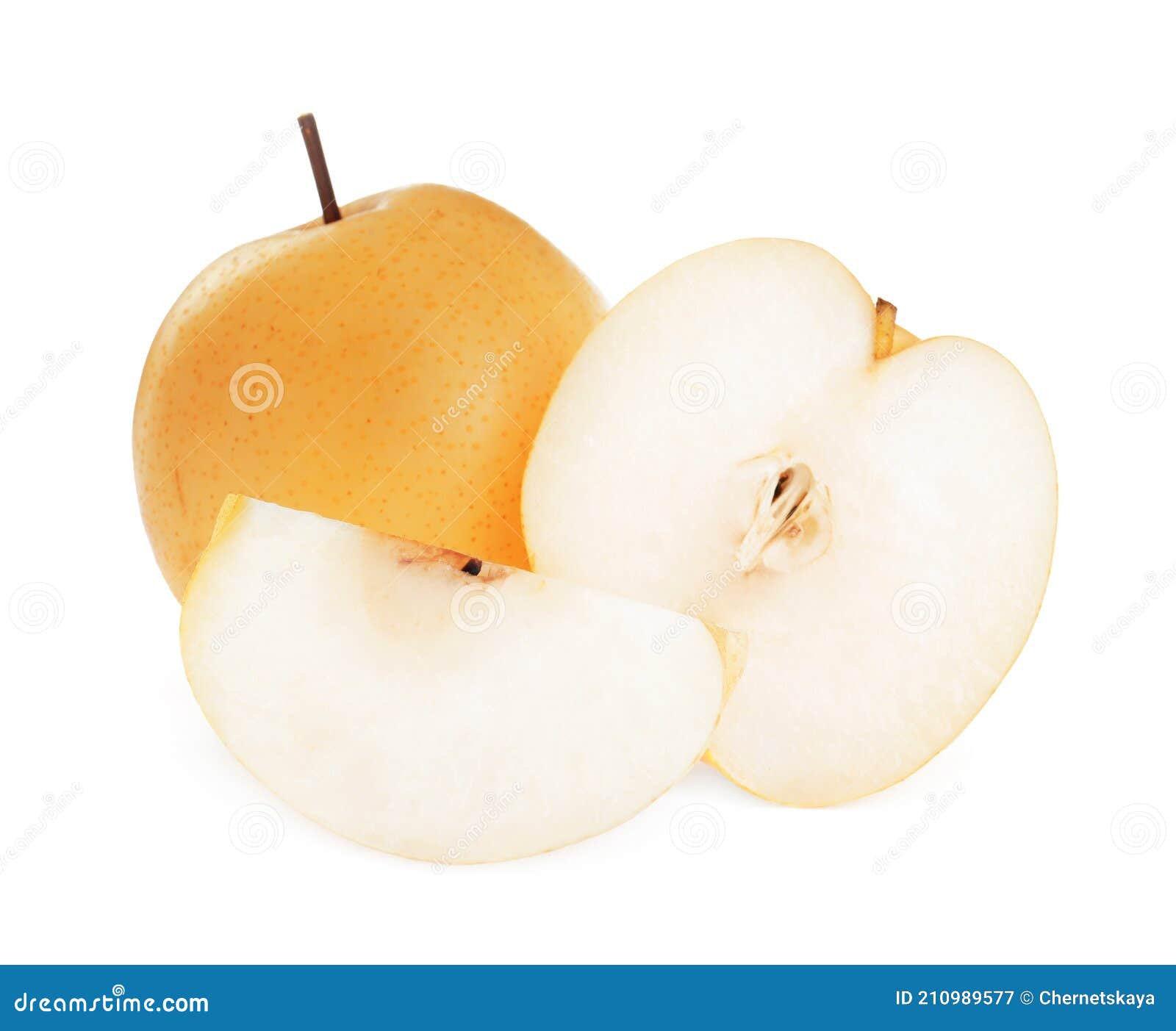 Cut and Whole Fresh Apple Pears on White Background Stock Image - Image ...