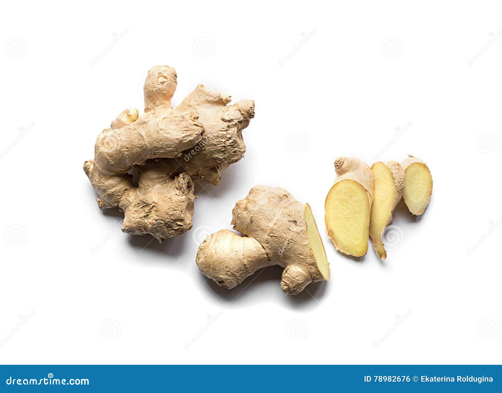 Cut and Whole Fresh Ginger Isolated on White Stock Photo - Image of ...