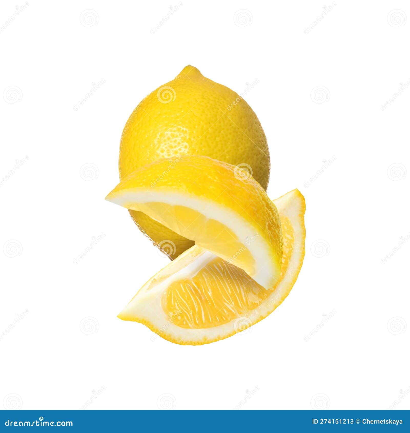Cut and Whole Fresh Lemons Isolated on White Stock Image - Image of ...