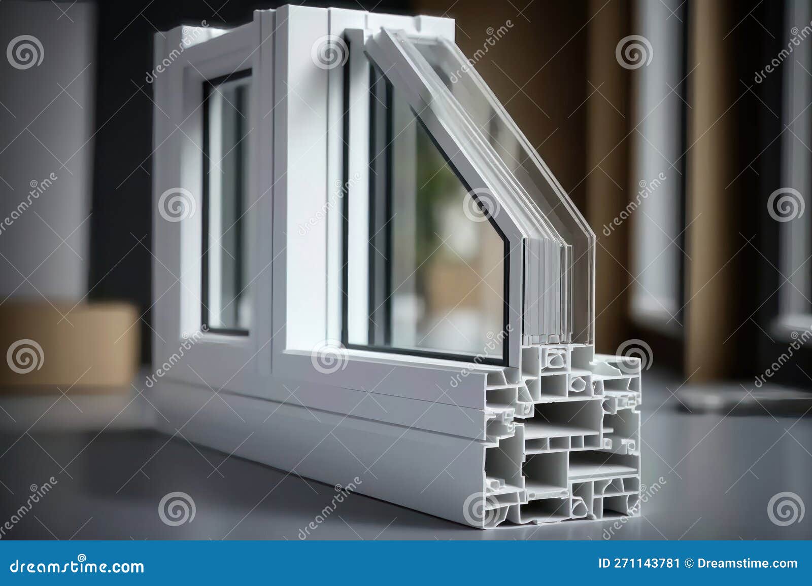Cut of the Window Profile with Metal, Plastic and Glass. AI Generation ...