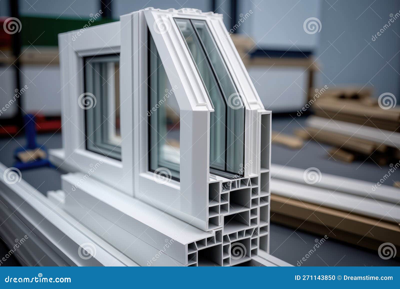 Cut of the Window Profile with Metal, Plastic and Glass. AI Generation ...