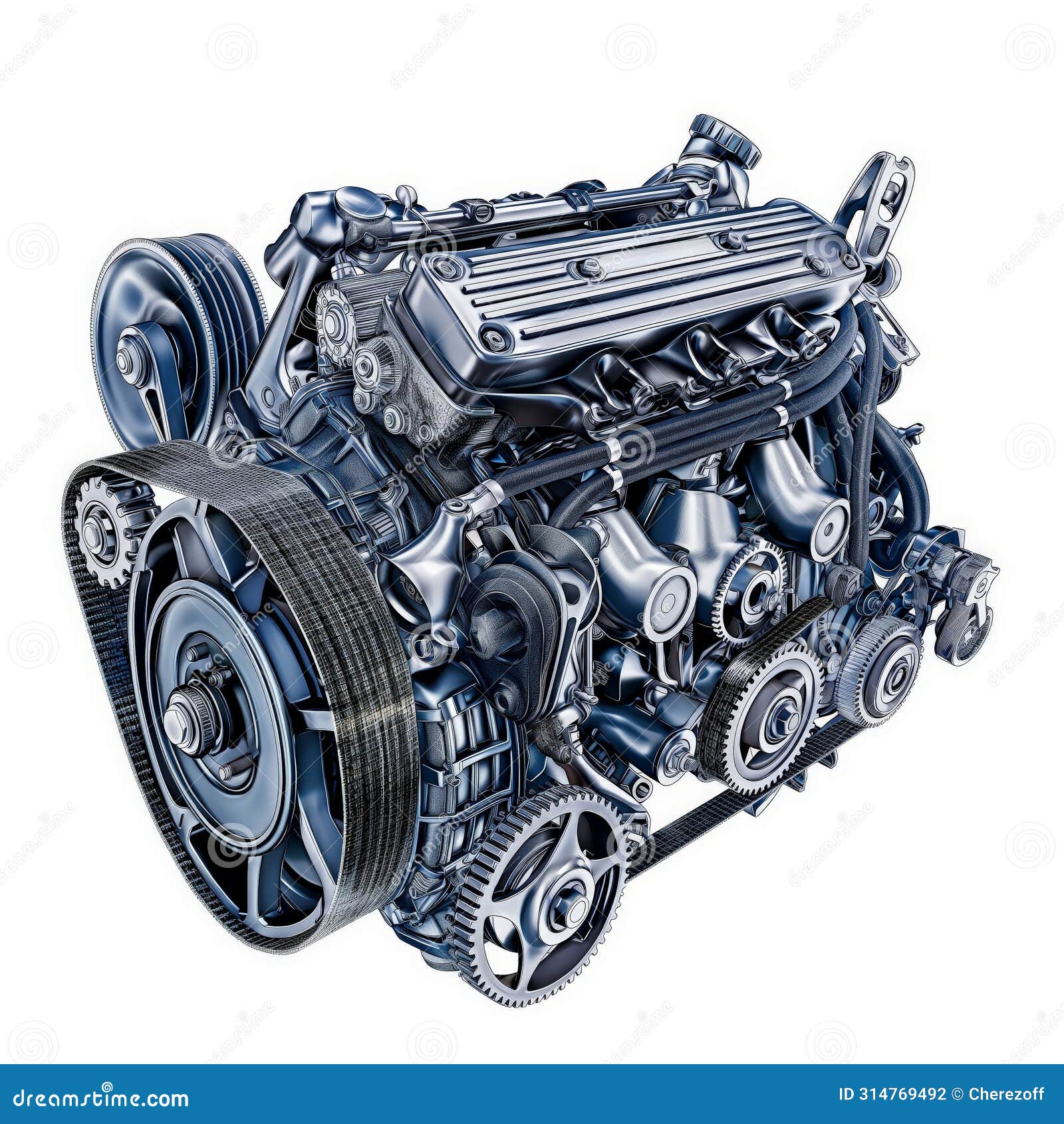Cutaway Car Engine Illustration Stock Photo - Image of engineering ...