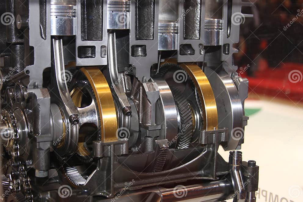 Cutaway of Crank and Pistons in Engine. Stock Image - Image of engine ...