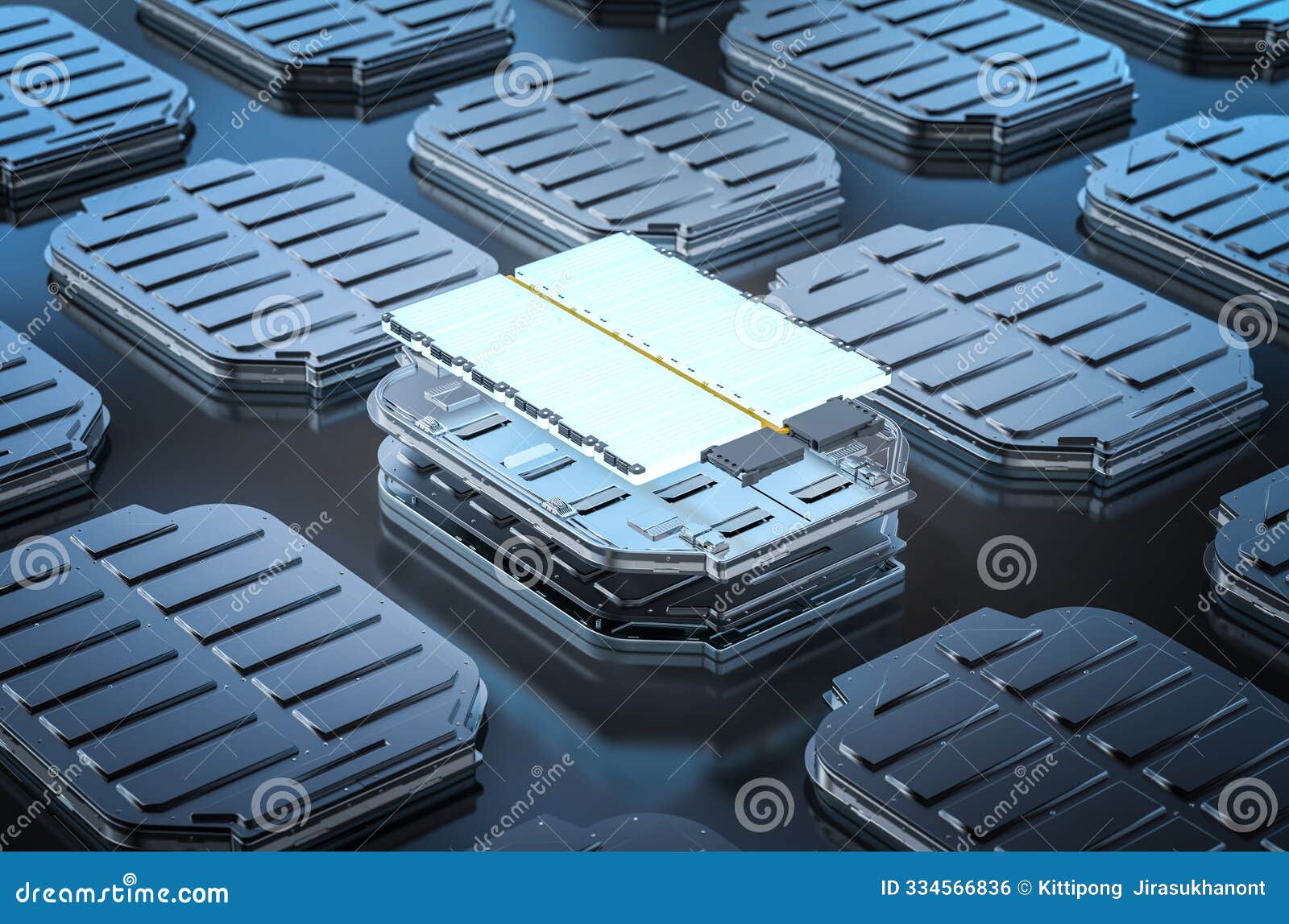 Cutaway Ev Battery Module with Glow Stock Illustration - Illustration ...