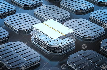 Cutaway Ev Battery Module with Glow Stock Illustration - Illustration ...