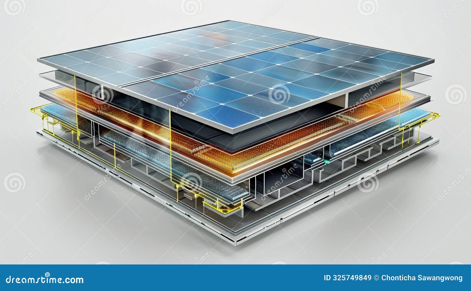 A Cutaway Illustration Showcasing the Internal Layers of a Solar Panel ...