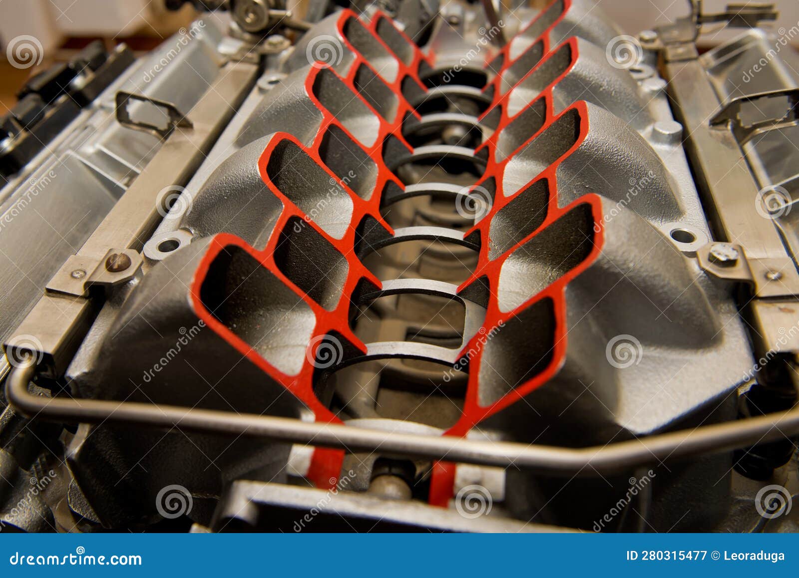 Cutaway Model of a Car Engine. Tutorial for Car Mechanics Stock Image ...