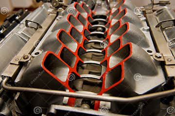 Cutaway Model of a Car Engine. Tutorial for Car Mechanics Stock Image ...
