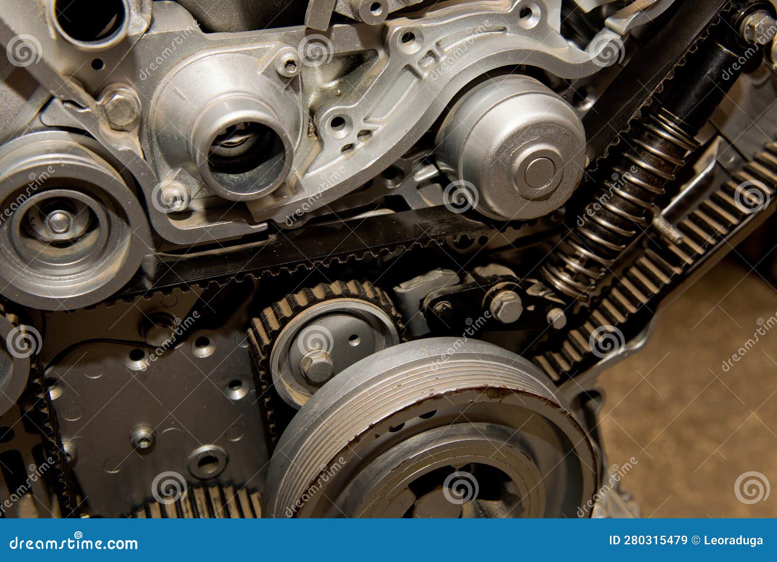 Cutaway Model of a Car Engine. Tutorial for Car Mechanics. Stock Image ...