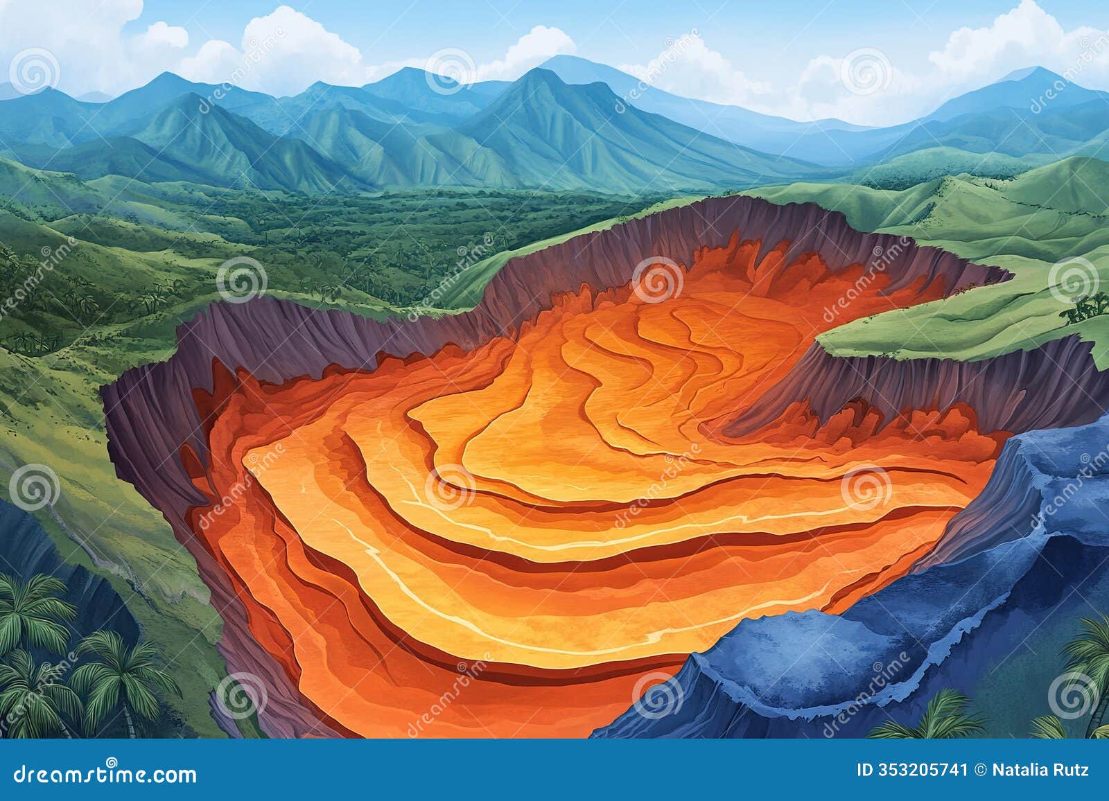 Exploring the Structure of a Shield Volcano Showcasing Magma Layers and ...