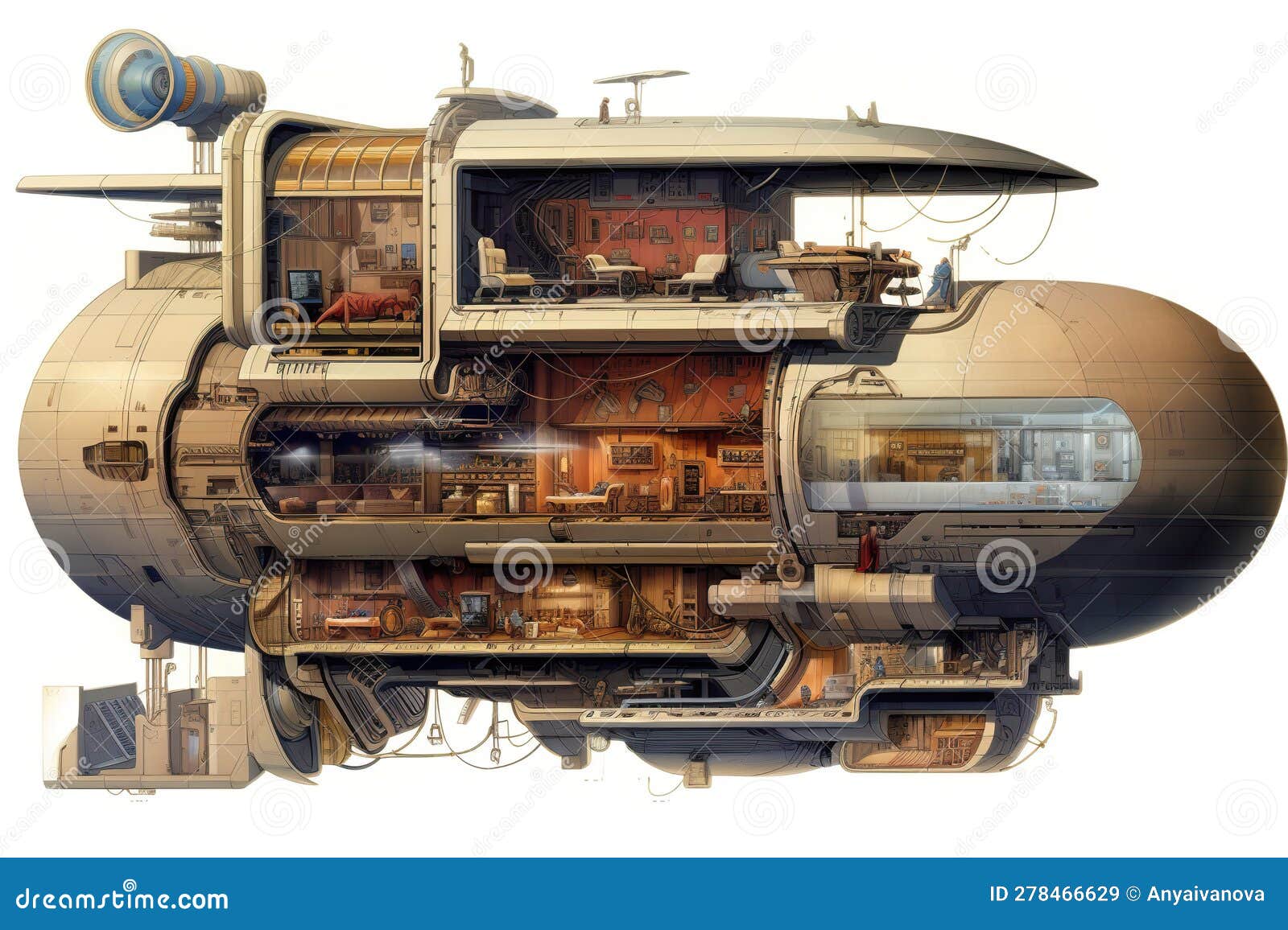 A Cutaway Model of a Space Ship on a White Background. Generative AI ...