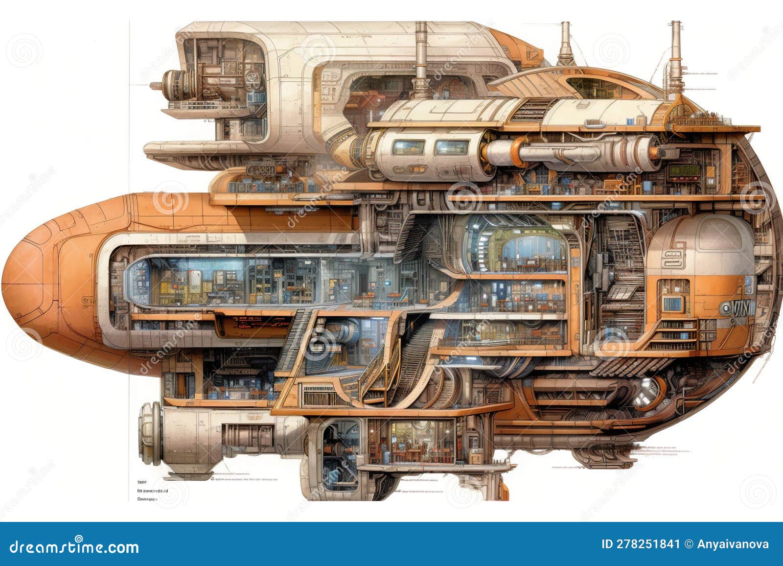 A Cutaway of a Space Ship on a White Background. Generative AI Image ...