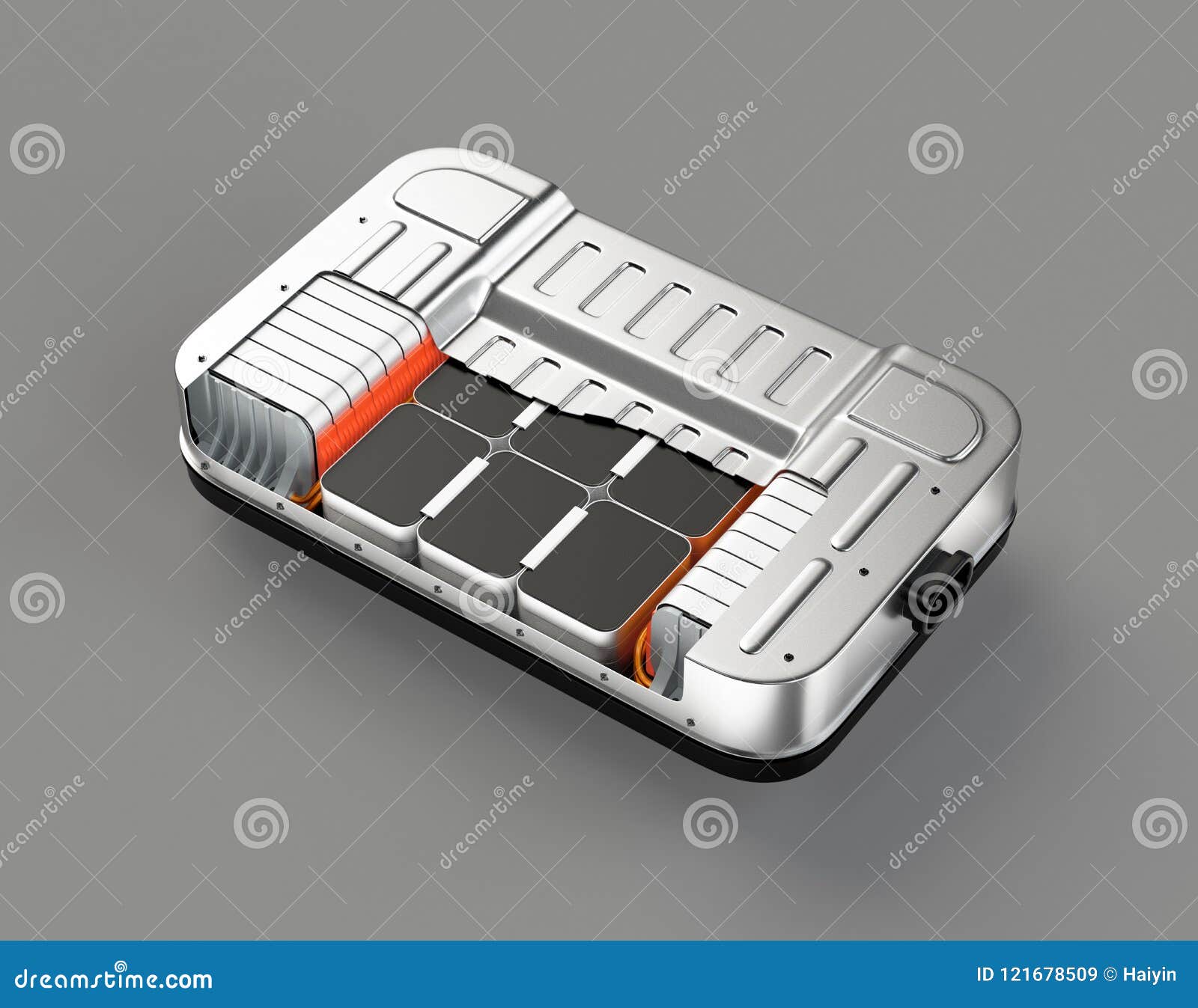 Cutaway View of Electric Vehicle Battery Pack on Gray Background Stock ...