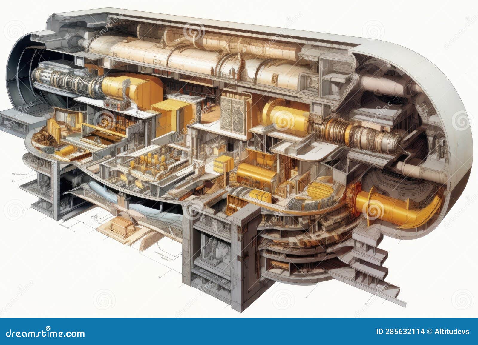 Cutaway View Of Power Plant With Ground Structure, Representing Energy ...