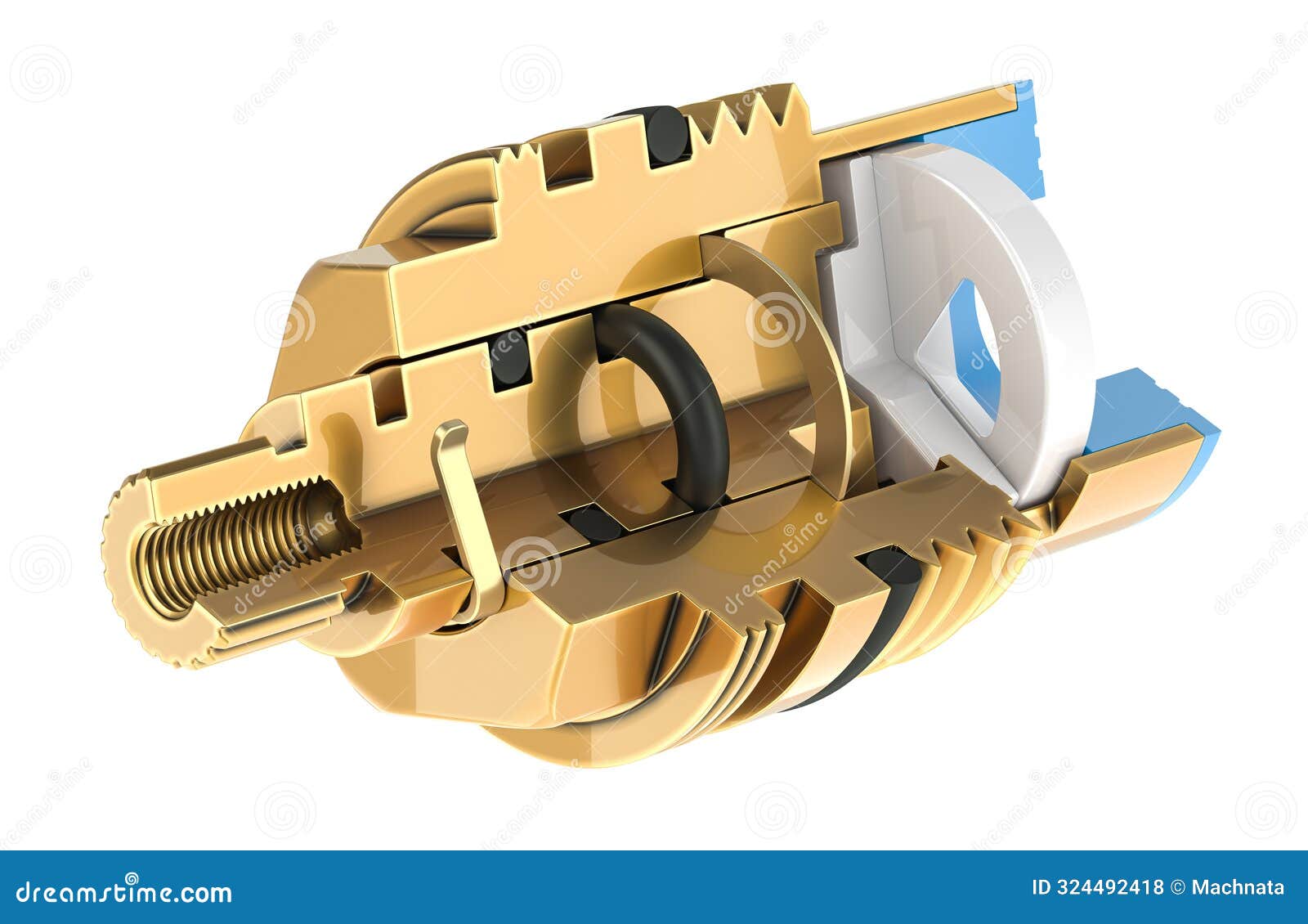 Cutaway View of Standard Washer Tap Valve Headwork Compression Gland ...