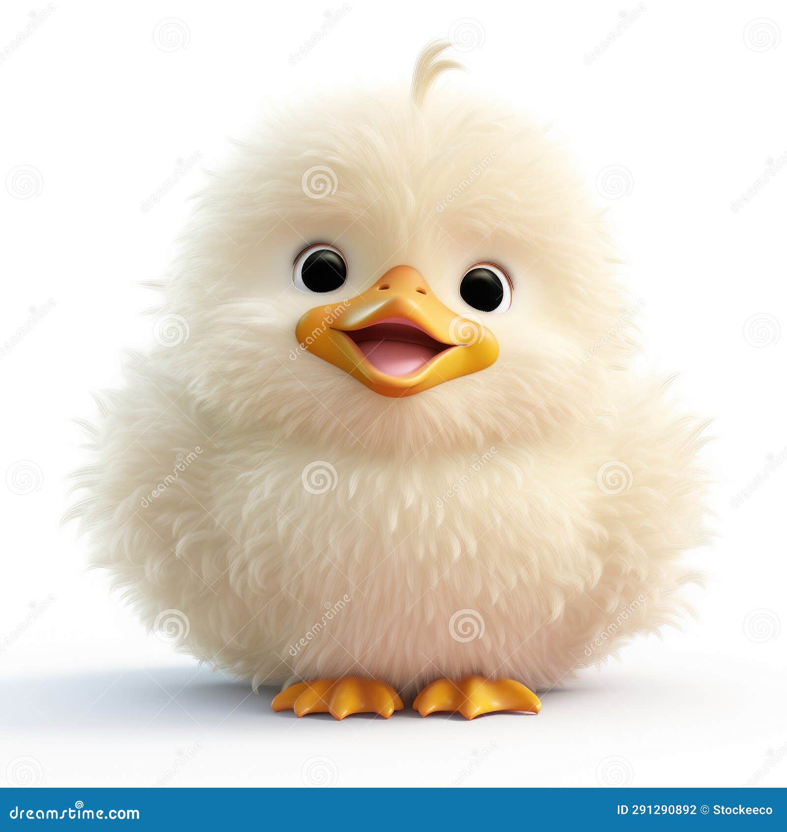 Cute 3d Cgi Animation of a Fluffy White Chicken Stock Illustration ...