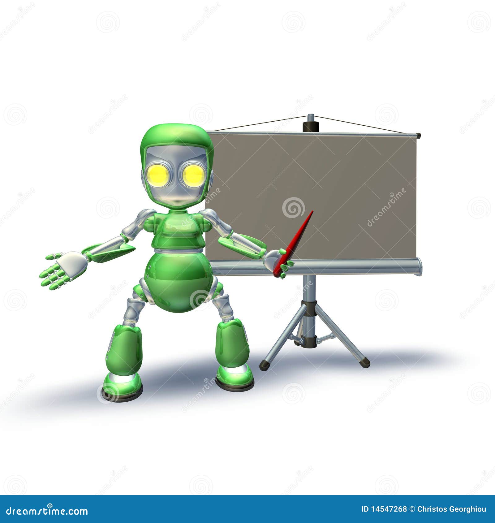 A Cute 3d Robot Character Giving Presentation Stock Illustration ...