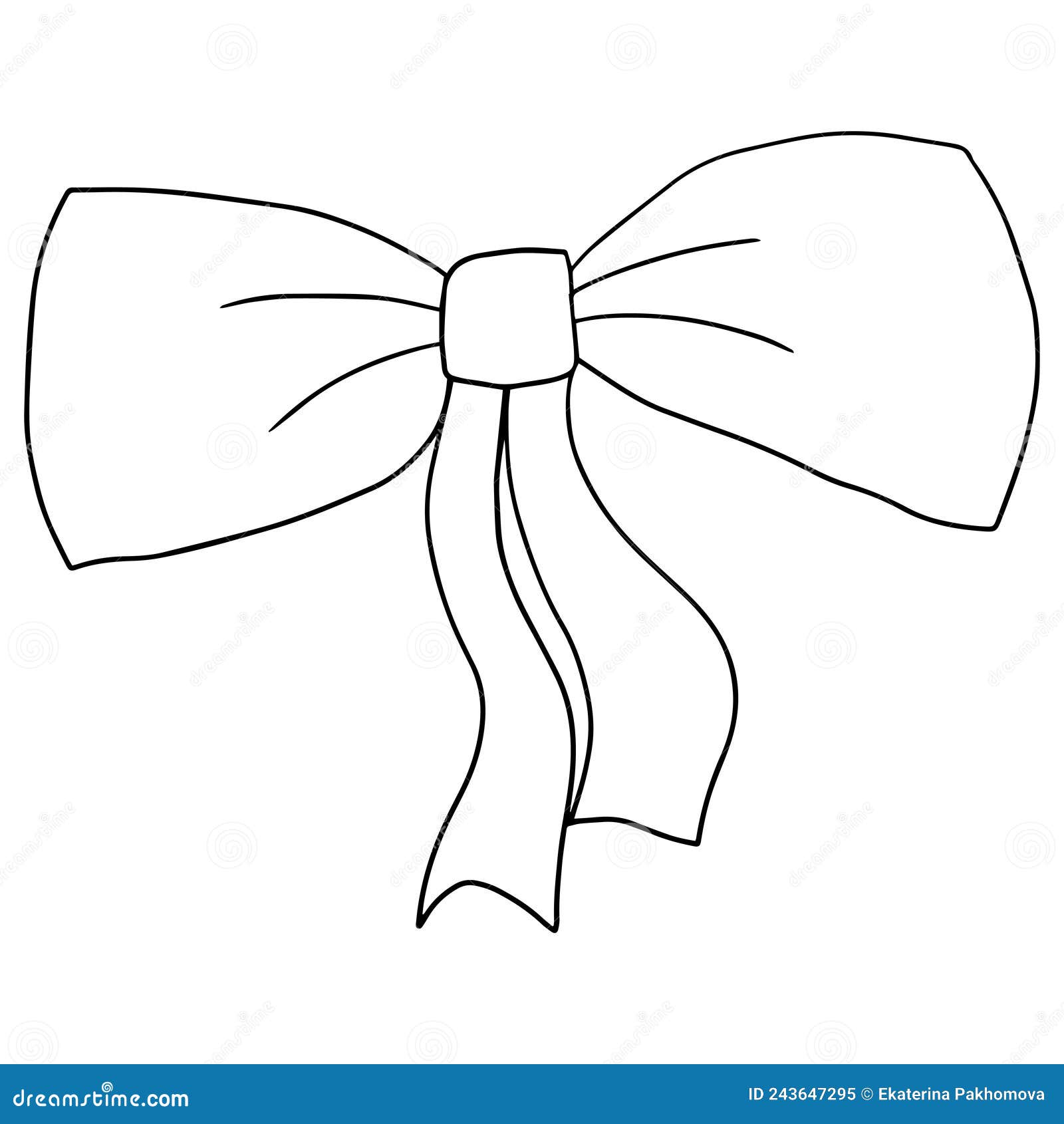 Cartoon Doodle Linear Bow Isolated on White Background. Stock Vector ...