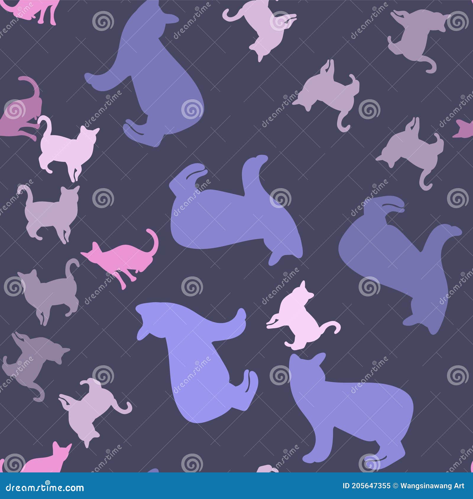 Cute Abstract Cat Pattern, Vector Illustration Stock Vector ...