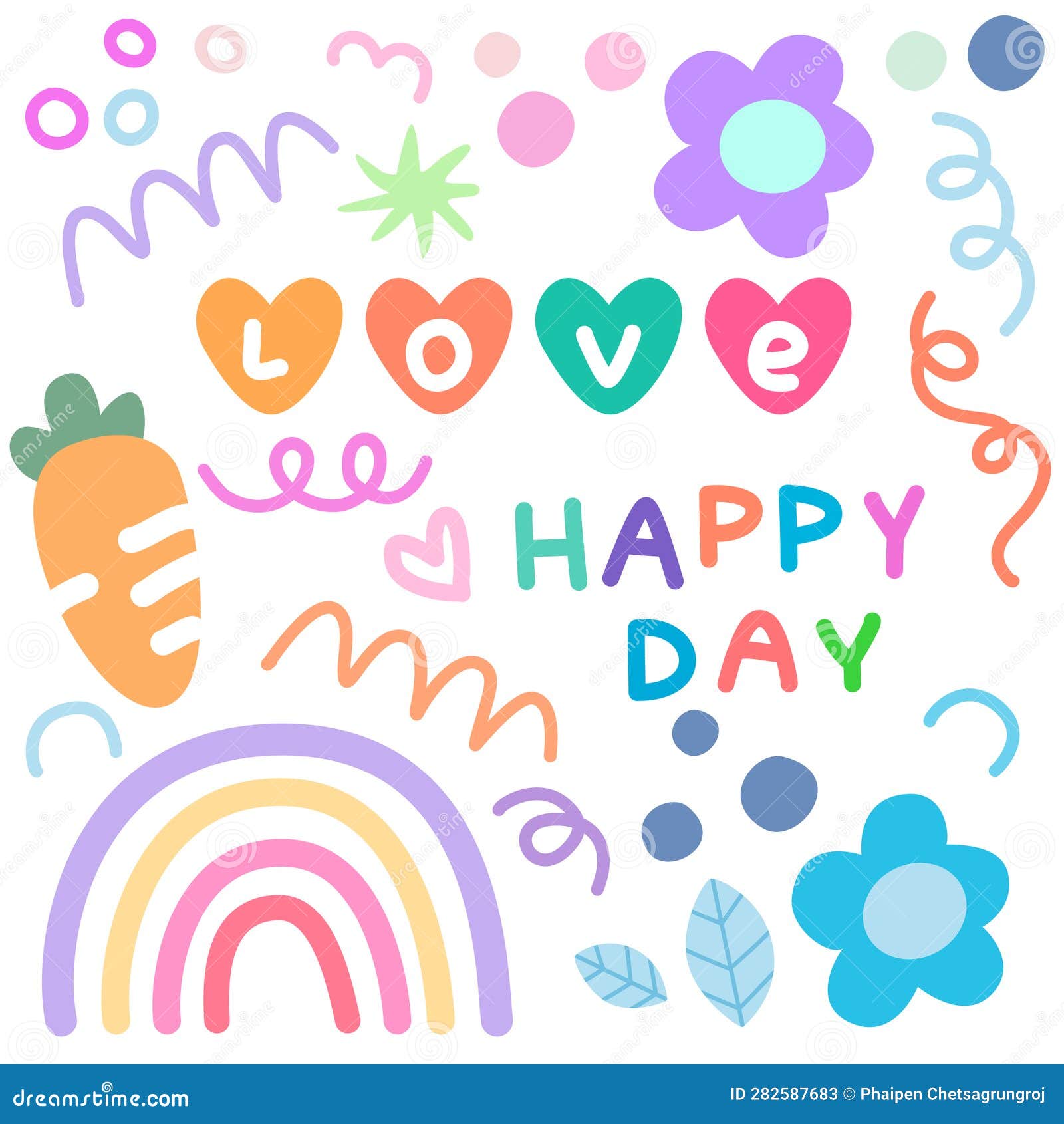 Cute Abstract Design Elements in Set. Doodles and Hand Drawn Stock ...