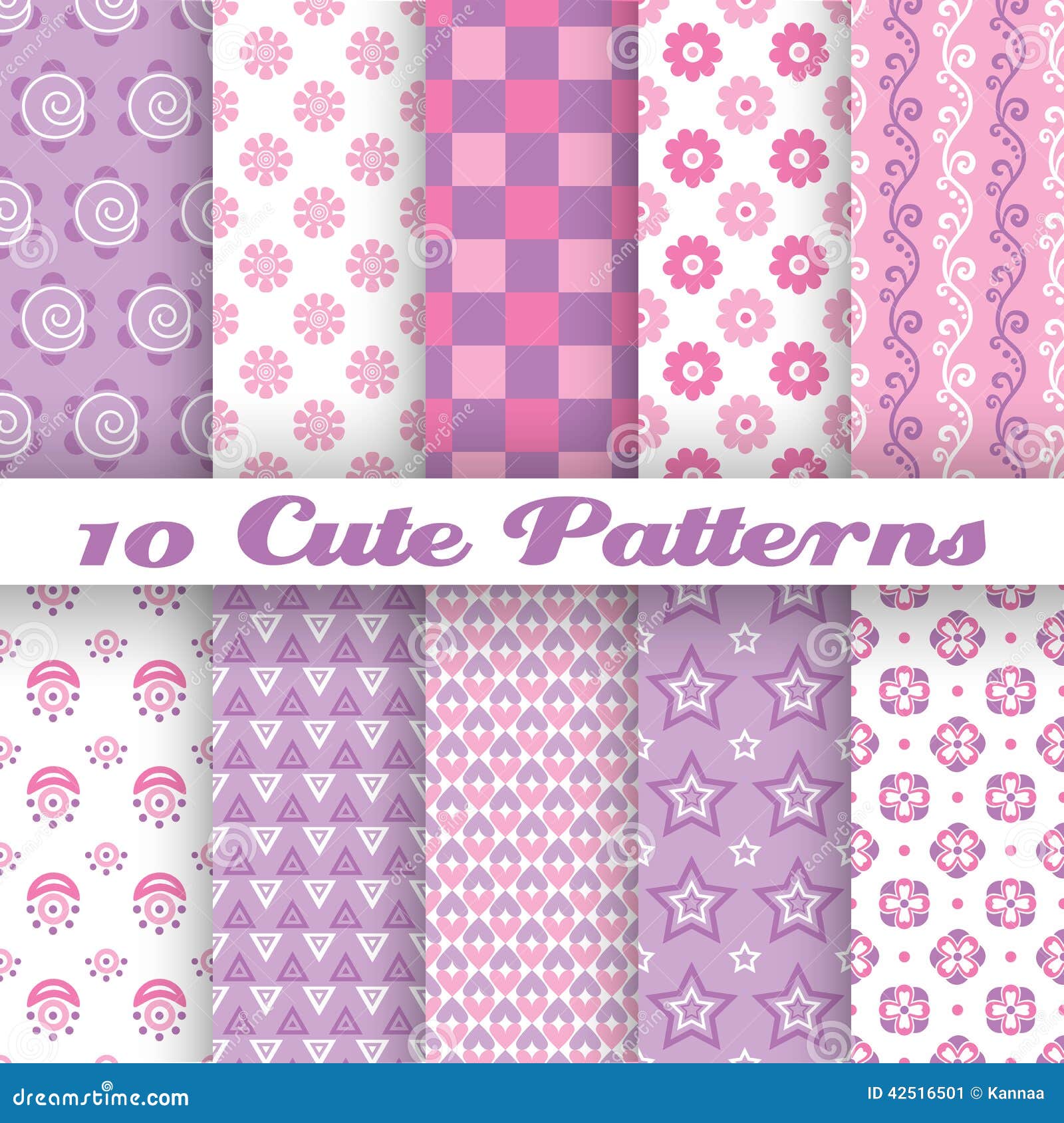 10 Cute Abstract Geometric Bright Seamless Stock Vector - Illustration ...