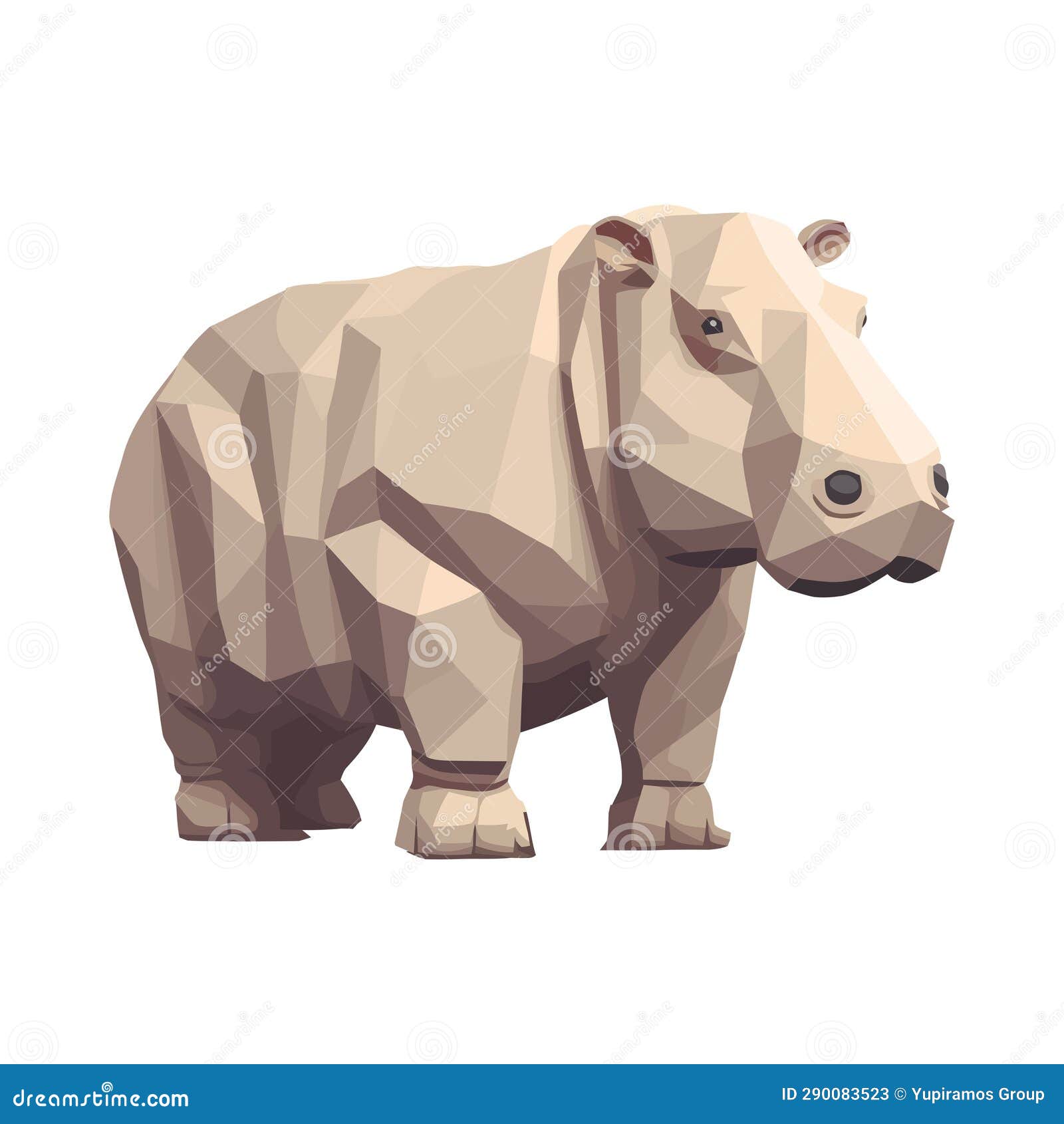 Cute Abstract Hippo Animal Icon Flat Stock Illustration - Illustration ...