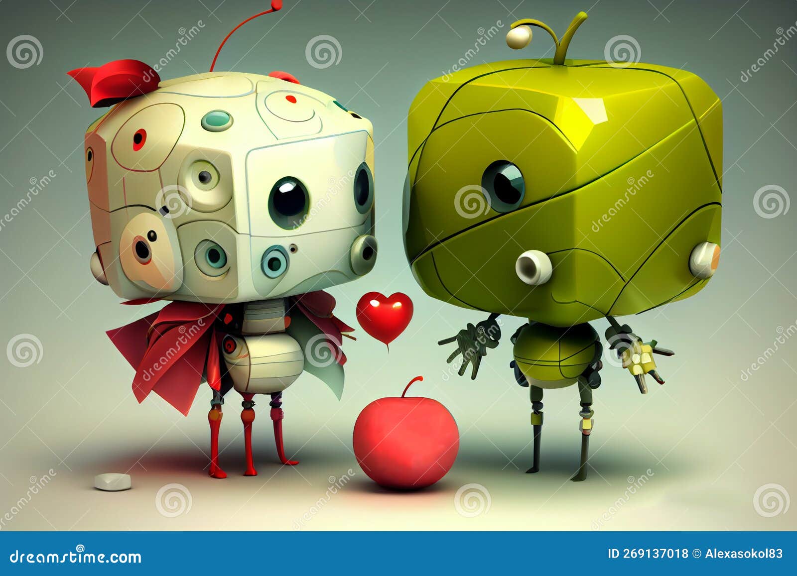 Cute Abstract Lines and Cubes 2 Robots Stock Photo - Image of video ...